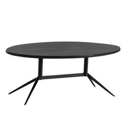 KADIMA DESIGN COUCHTISCH Oval in Schwarz aus Mango Massivholz und Metall, 90x50x35 cm mit nat&uuml;rlicher Holzmaserung