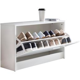 KADIMA DESIGN SCHUHKIPPER aus Holz in Wei&szlig; mit Ablage und 1 Fach, 80x24x47 cm