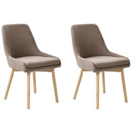 Beliani ESSZIMMERSTUHL 2er Set Stoff Braun Melfort