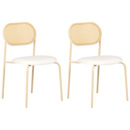 Beliani ESSZIMMERSTUHL 2er-Set Metall beige/heller Holzfarbton Adaver