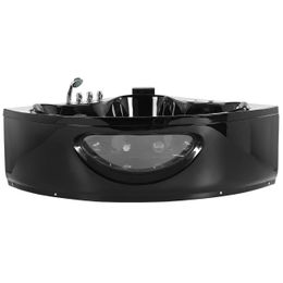 Beliani WHIRLPOOL-BADEWANNE mit LED 150x190x61 cm schwarz Tocoa