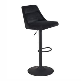 KADIMA DESIGN BARHOCKER Samt Lehne H&ouml;henverstellbar Trompetenfu&szlig; Gepolstert, Schwarz 45x51x106 cm