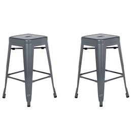 Beliani HOCKER 2er-Set Metall Grau Cabrillo