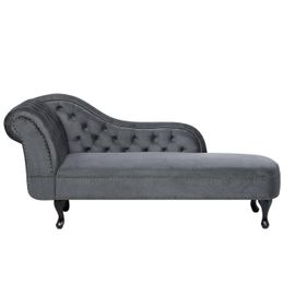 Beliani CHAISELONGUE Samtstoff grau linksseitig Nimes