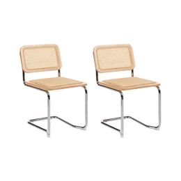 Beliani ESSZIMMERSTUHL 2er-Set Rattan nat&uuml;rlich/hellbraun Cordova