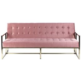 Beliani 3-SITZER-SCHLAFSOFA Samtstoff Rosa Marstal