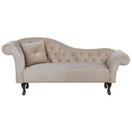 Beliani CHAISELONGUE Samtstoff beige linksseitig Lattes