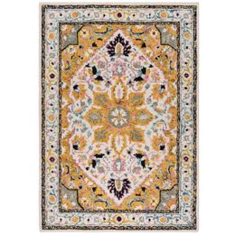 KADIMA DESIGN WOLLTEPPICH SOAR, klassisch-floral, Gelb-Grau, 200 x 290 cm