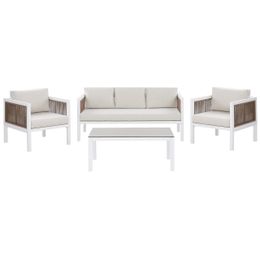 Beliani LOUNGE-SET 5-sitzer Aluminium Wei&szlig; Borello