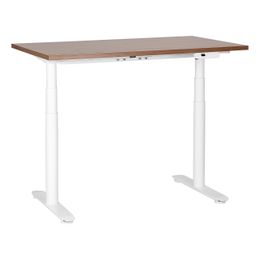 Beliani SCHREIBTISCH braunwei&szlig; 120/72 cm elektrisch h&ouml;henverstellbar Destin IV