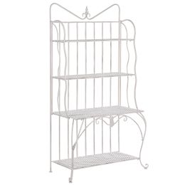 Beliani GARTENREGAL beige Metall 4 Ablagefl&auml;chen klappbar Pavona