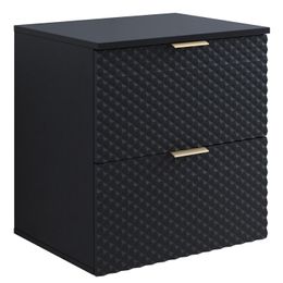Badplaats WASCHBECKENUNTERSCHRANK Borneo 2 Schubladen Matt Schwarz - 60 x 49 x 63 cm