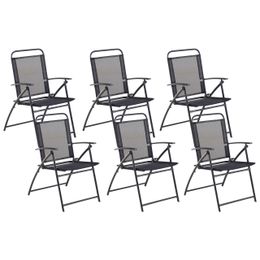 Beliani GARTENSTUHL 6er-Set Stahl schwarz Livo
