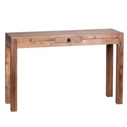 KADIMA DESIGN KONSOLENTISCH Akazienholz Schublade Landhausstil NAKO, Beige 120x40x70 cm