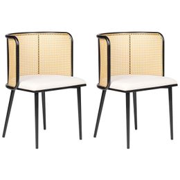 Beliani ESSZIMMERSTUHL 2er-Set Metall schwarz/beige Kobuk
