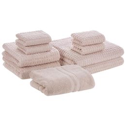 Beliani BADEHANDTUCH 9-teilig Rosa Atai