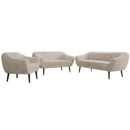 SITZGARNITUR PIRS 3+2+1 - Beige Cord - Schwarze Beine