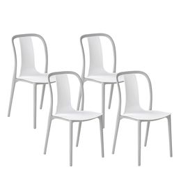 Beliani GARTENSTUHL 4er-Set Kunststoff wei&szlig;/grau Spezia