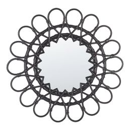 Beliani WANDSPIEGEL Rattan schwarz Sonnenform 60 cm Babai