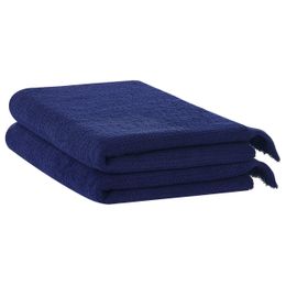 Beliani BADEHANDTUCH 2-teilig Blau Atiu