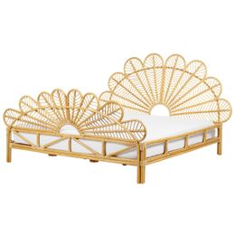 Beliani DOPPELBETT 180/200cm Heller Holzfarbton Florentine