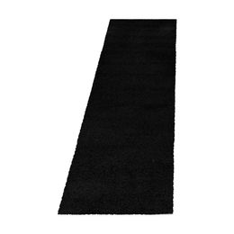 KADIMA DESIGN TEPPICH Hochflor SPREE in Schwarz, einfarbig, 80 x 250 cm