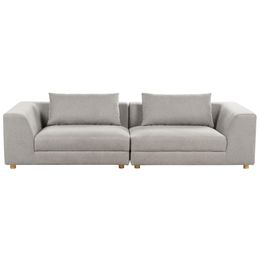 Beliani 3-SITZER-SOFA hellgrau mit Kissen Lermon