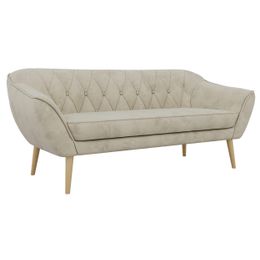 3-SITZER-SOFA PIRS - Beige Velvet - Holzbeine