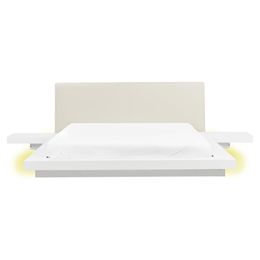 Beliani BETT mit LED 160x200 cm Wei&szlig; Zen