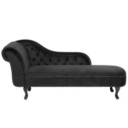 Beliani CHAISELONGUE Samtstoff schwarz linksseitig Nimes