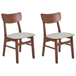 Beliani ESSZIMMERSTUHL 2er-Set Holz Braun/Beige Anoka