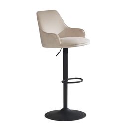KADIMA DESIGN BARHOCKER Samt Lehne H&ouml;henverstellbar Trompetenfu&szlig; Armlehne Gepolstert, Beige 45x45x106 cm