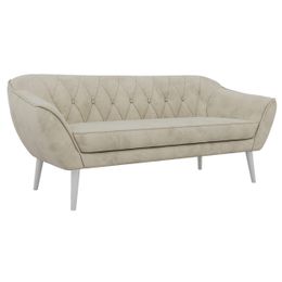 3-SITZER-SOFA PIRS - Beige Velvet - Wei&szlig;e Beine