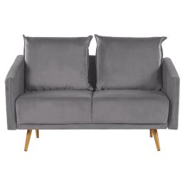 Beliani 2-SITZER-SOFA Samtstoff Grau Maura