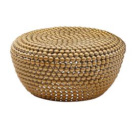 KADIMA DESIGN BEISTELLTISCH BIFERNO im orientalischen Stil aus Aluminium mit abgerundeter Form, Gold 60x60x30 cm