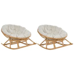 Beliani SCHAUKELSTUHL 2er-SET Rattan naturfarben/hellbeige Orvieto