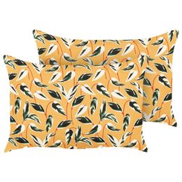 Beliani GARTENKISSEN 2er-Set Blattmotiv mehrfarbig 40/60 cm Taggia