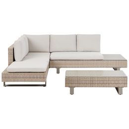 Beliani LOUNGE-SET 5-Sitzer Wei&szlig; Lanciano