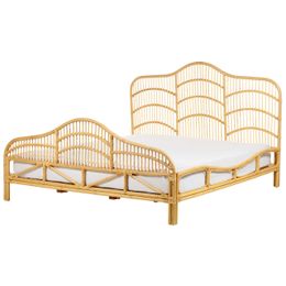 Beliani DOPPELBETT 180/200cm Heller Holzfarbton Domeyrot