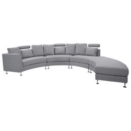 Beliani 7-SITZER-SOFA mit Ottomane Polyester Grau Rotunde