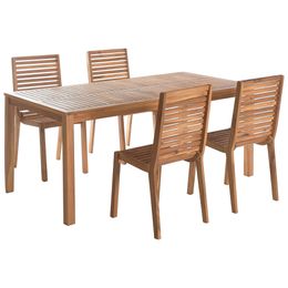 Beliani GARTENM&Ouml;BEL-SET 4-Sitzer Heller Holzfarbton Ombriano