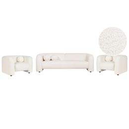 Beliani 5-SITZER-SOFA SET Boucl&eacute; wei&szlig; Leiren