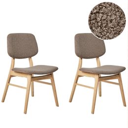 Beliani ESSZIMMERSTUHL 2er-Set Hellbraun/Taupe Elaine