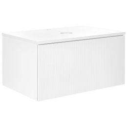 Beliani WASCHTISCHUNTERSCHRANK 80 cm Wei&szlig; Alzira