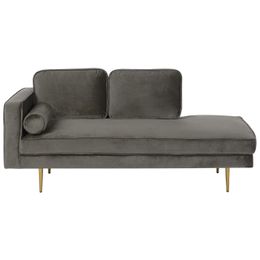 Beliani CHAISELONGUE Samtstoff taupe linksseitig Miramas