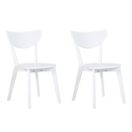 Beliani ESSZIMMERSTUHL 2er-Set Gummibaumholz Wei&szlig; Roxby
