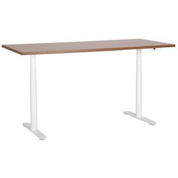 Beliani SCHREIBTISCH braunwei&szlig; 180/80 cm elektrisch h&ouml;henverstellbar Destin IV