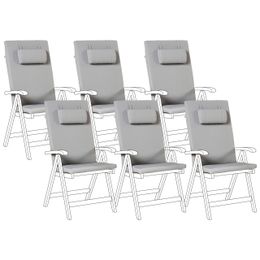 Beliani OUTDOOR-SITZKISSEN 6er-Set Hellgrau 50/45 cm Java/Amantea Premium