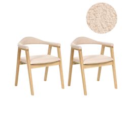 Beliani ESSZIMMERSTUHL 2er Set Holz Hellbraun Oneco