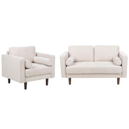 Beliani 2-SITZER-SOFA Set mit Sessel hellbeige Nurmo